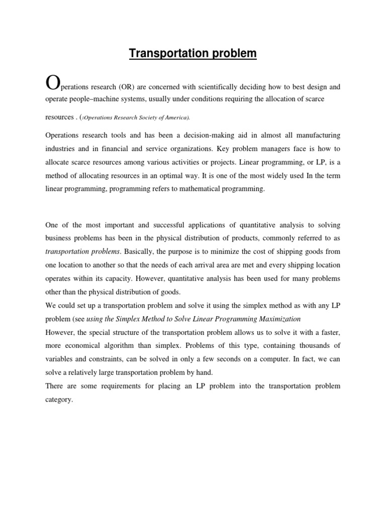 Minimize transport costs | PDF | Linear Programming | Mathematical Optimization