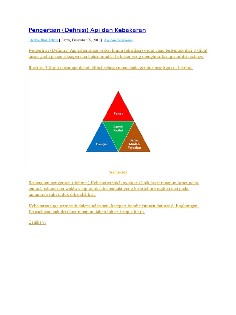 Pengertian (Definisi) API Dan Kebakaran | PDF