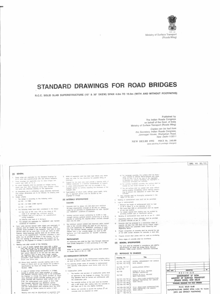 Standard Drawings For Road Bridgs | PDF
