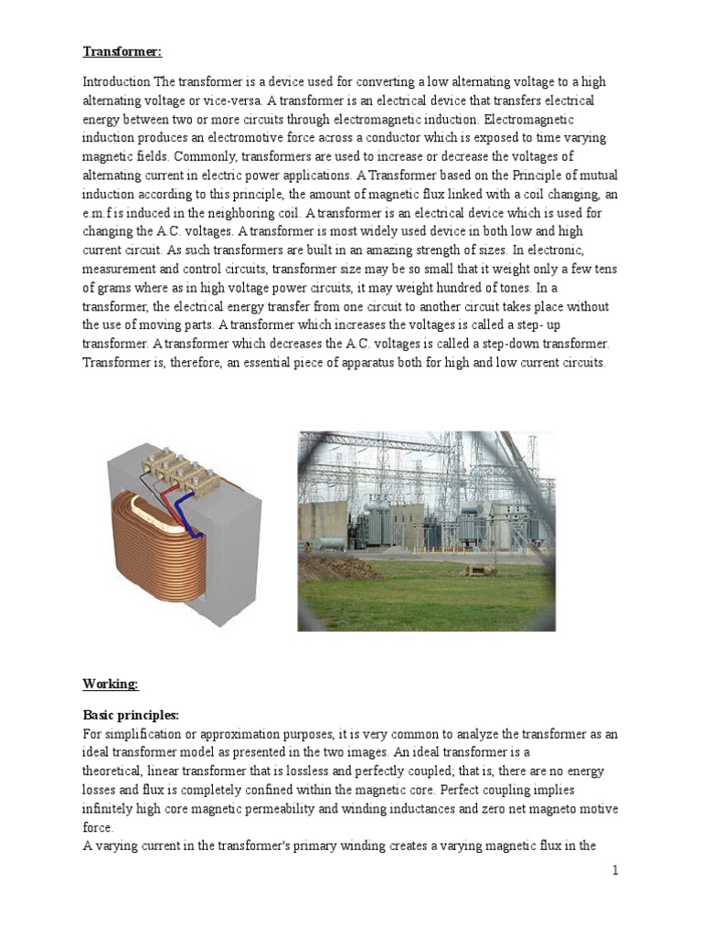 Transformer, Working, Type, Applications | PDF | Electromagnetic ...