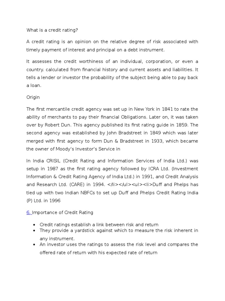 Overview of CRISIL and Credit Ratings | PDF | Credit Rating Agency ...