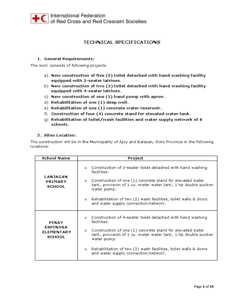 02 Iloilo Technical Specifications | PDF | Plumbing | Sand