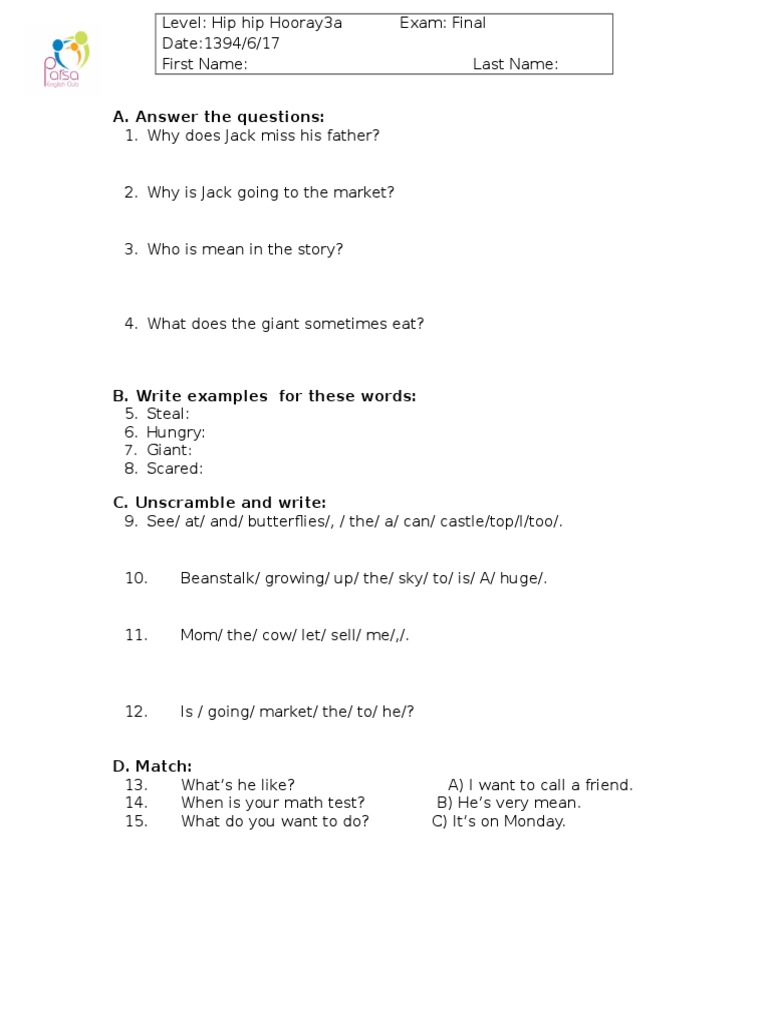 Jack's Story: Questions and Activities | PDF | Games & Activities | Art