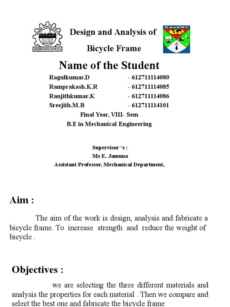 Design and Analysis of Bicycle Frame | PDF | Strength Of Materials ...