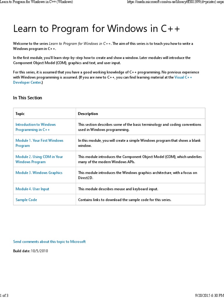 Learn C++ For Windows | PDF | Component Object Model | Microsoft Windows