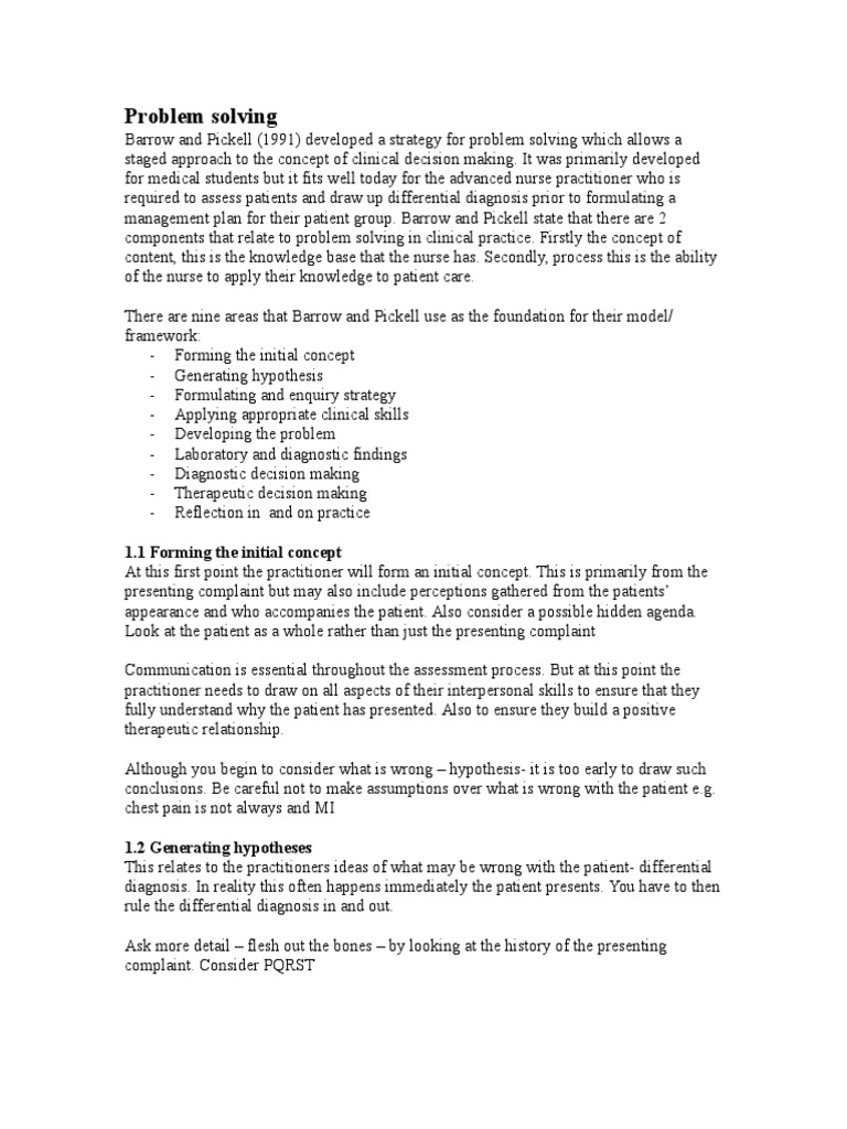 Problem Solving | PDF | Medical Diagnosis | Nursing