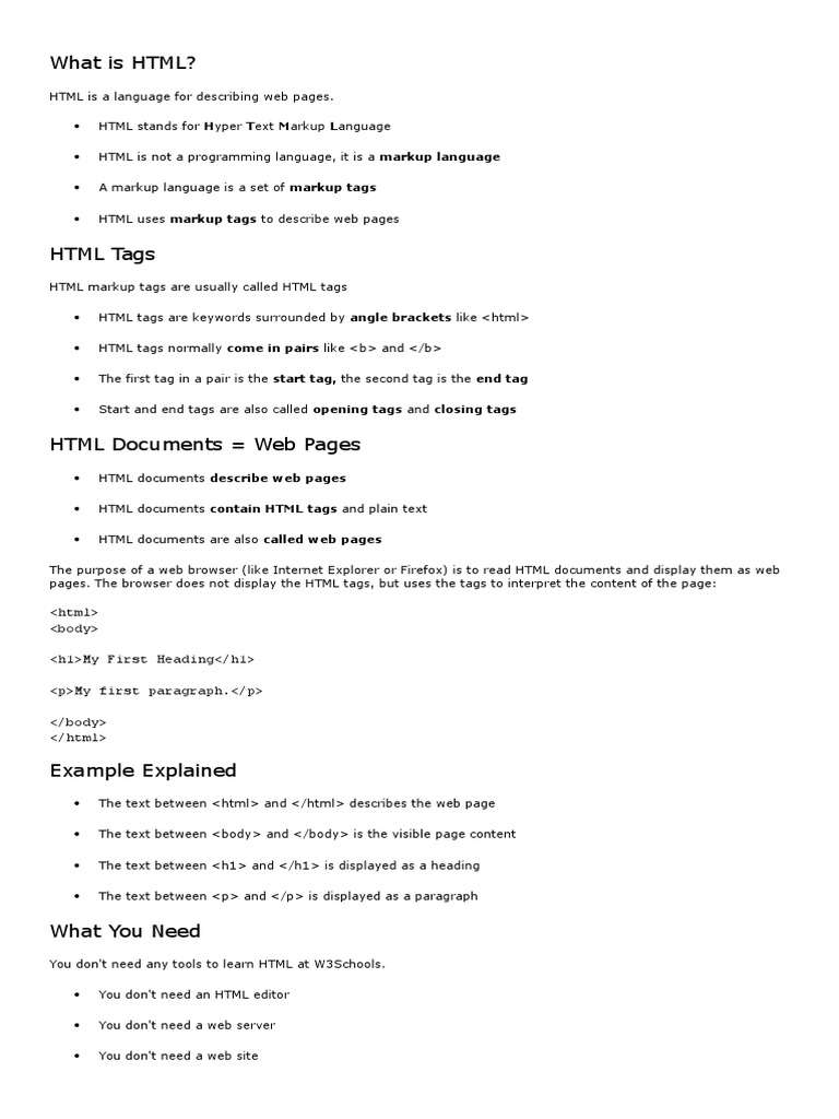 What Is HTML?: My First Heading My First Paragraph. | PDF | Html ...