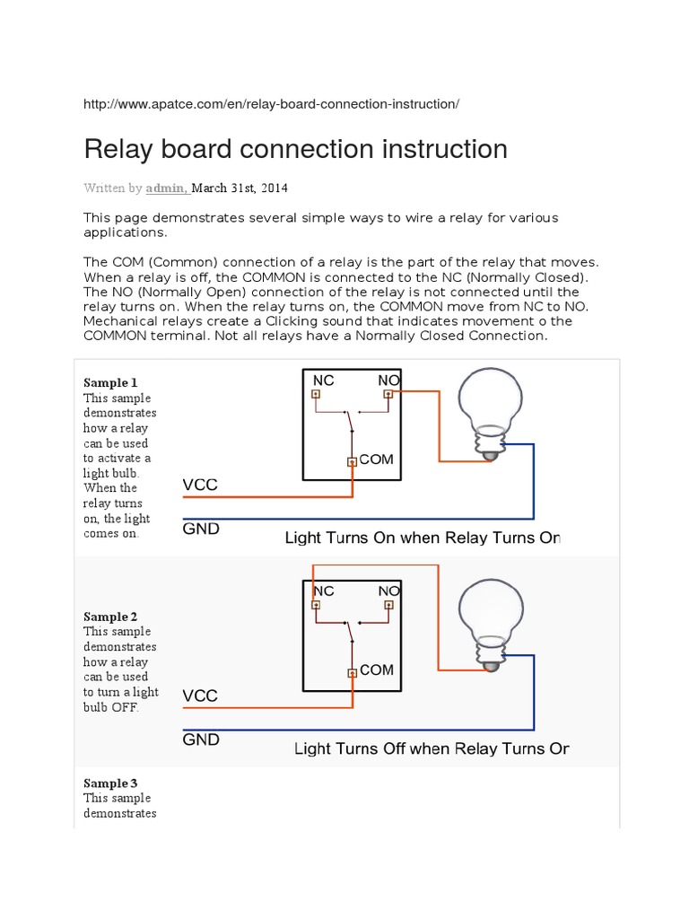 Relay Board Connection Instruction | PDF | Relay | Electrical Engineering