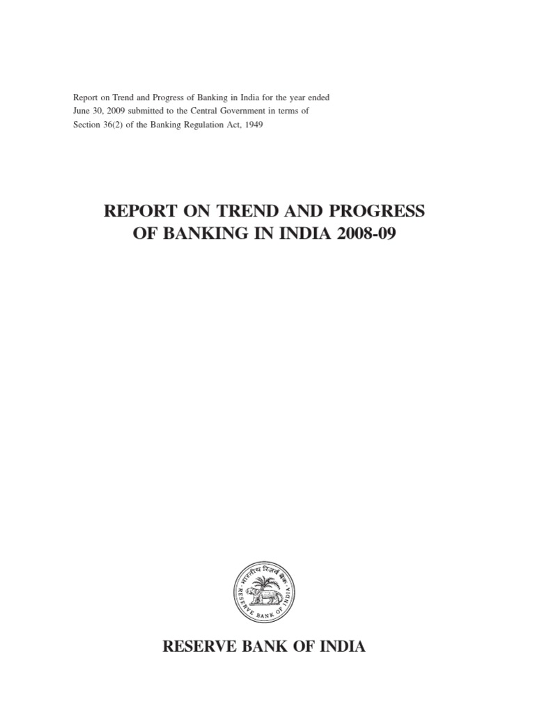 Report On Trend and Progress of Banking in India 2008-09 | PDF | Non ...