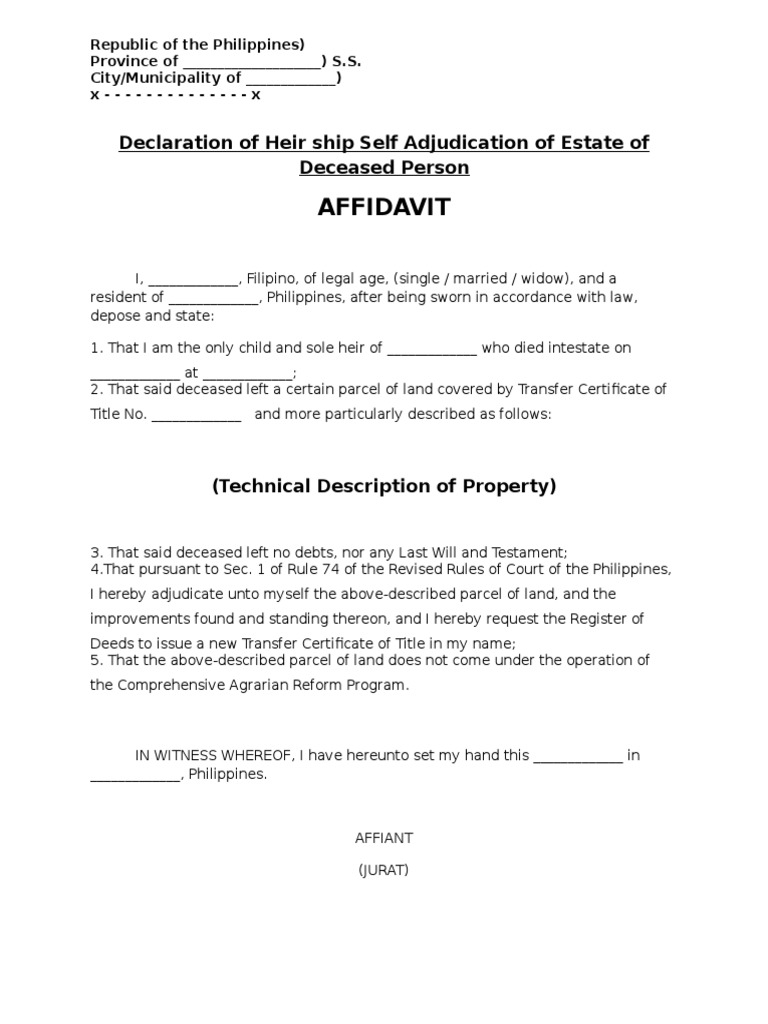 Deed of Sole Heir | PDF