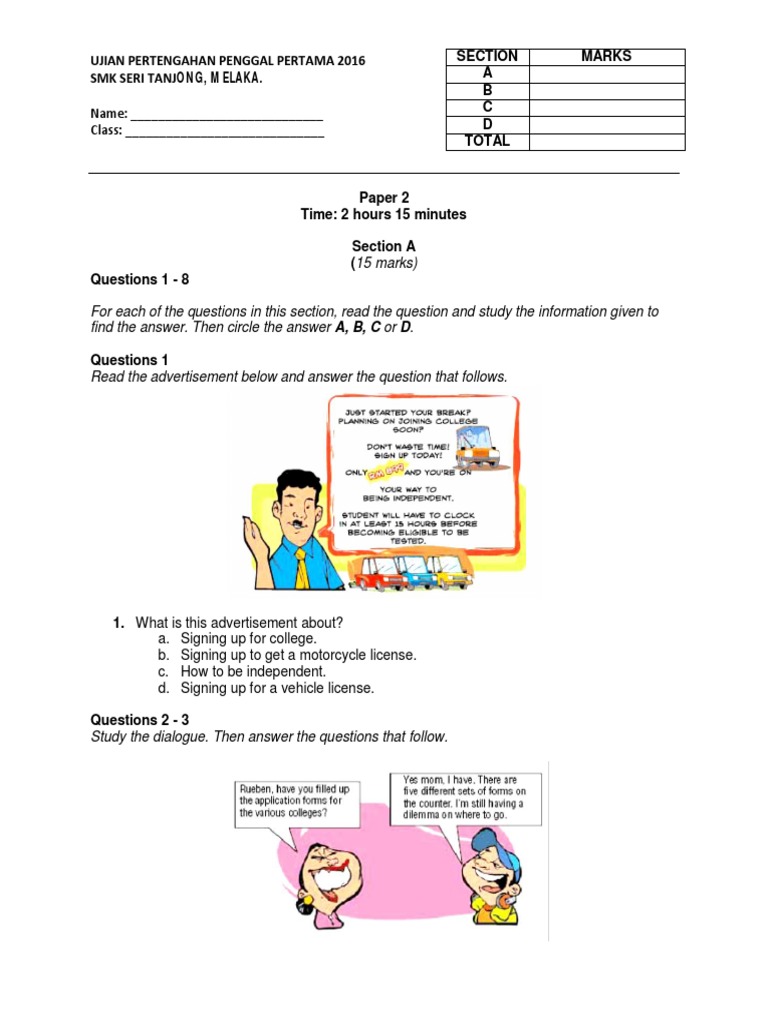English Exam Form 4 Paper 2 | PDF | Indian Cuisine | Foods