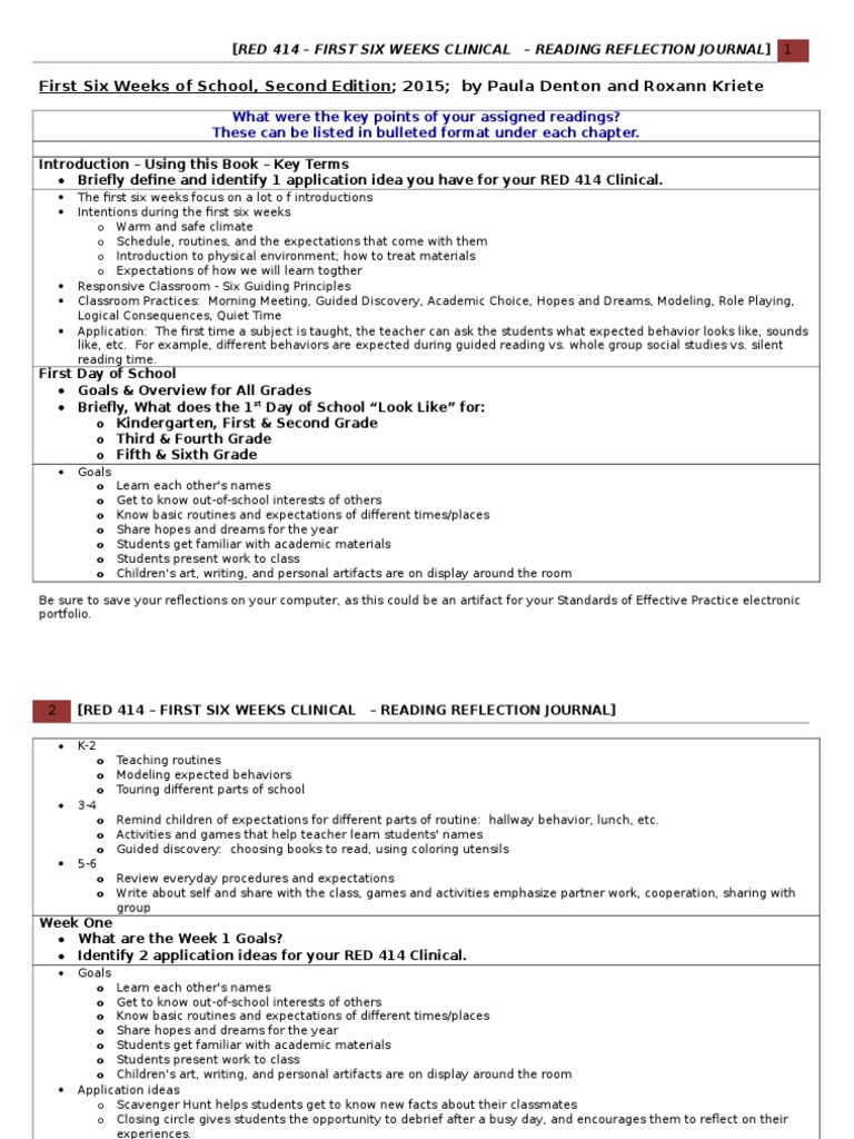 First Six Weeks of School Overview | PDF | Classroom | Homework