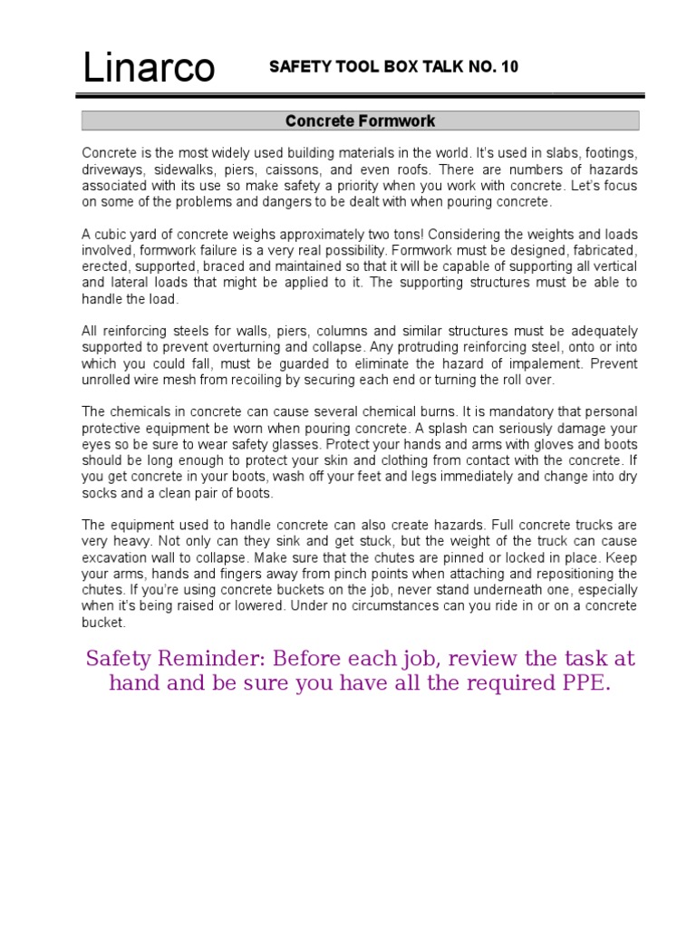 Concrete Safety and PPE Guidelines | PDF | Home & Garden