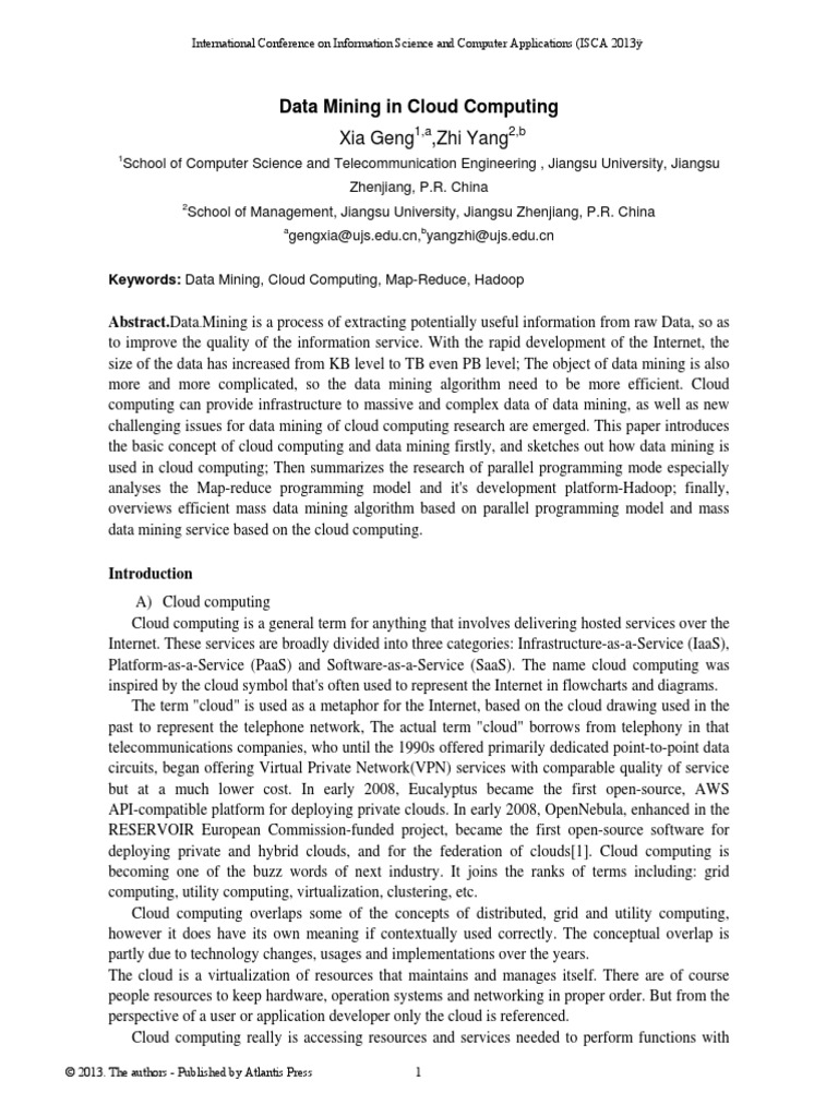 Data Mining y Cloud Computing | PDF | Apache Hadoop | Map Reduce