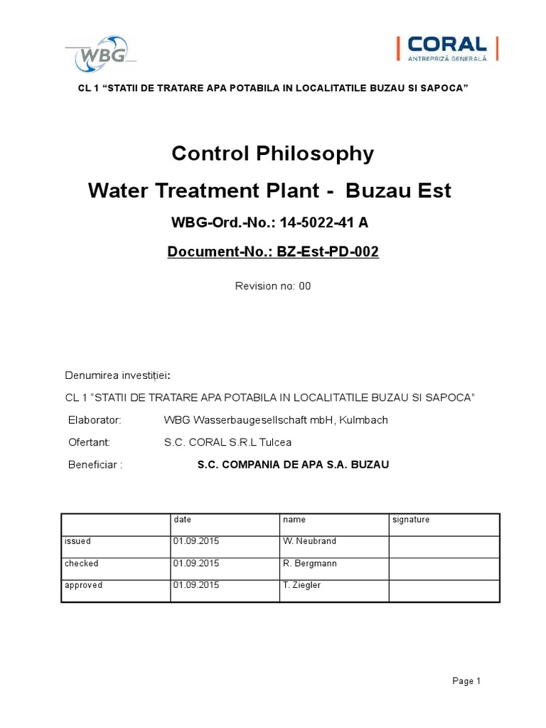 BZ Est PD 002 Control Philosophy Test | PDF | Filtration | Scada