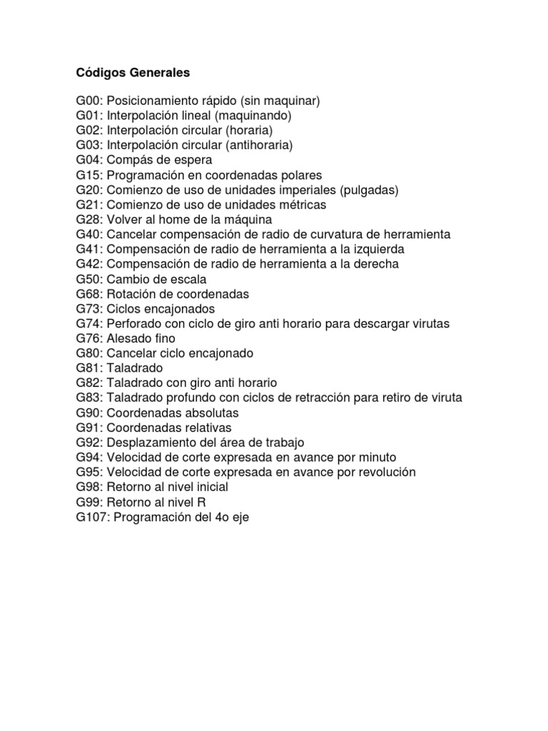 Códigos CNC para Fresadora | PDF