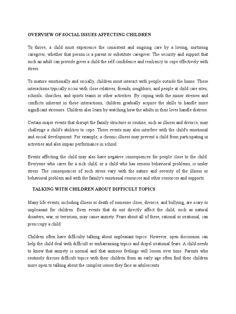 Overview of Social Issues Affecting Children | Download Free PDF ...