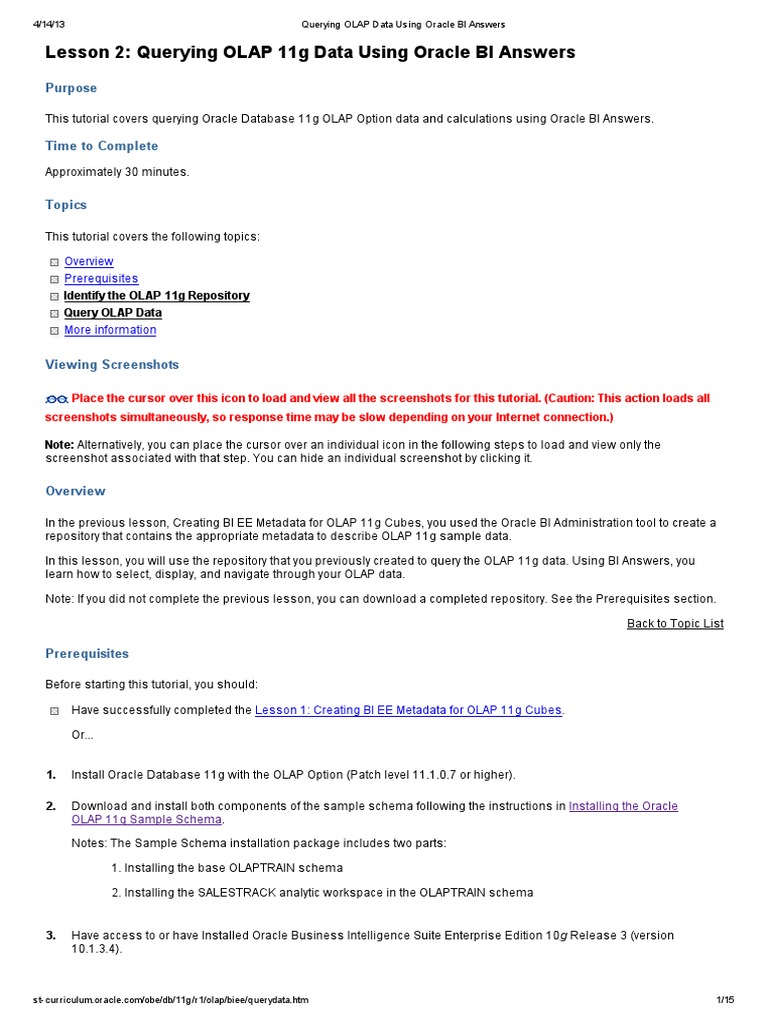 Querying OLAP Data Using Oracle BI Answers | PDF | Oracle Database ...
