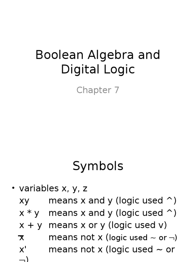 03 Boolean Algebra Digital Logic | PDF | Boolean Algebra | Teaching ...