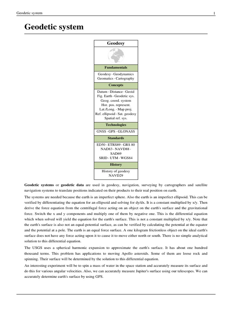 Geodetic Systems | PDF | Sea Level | Latitude
