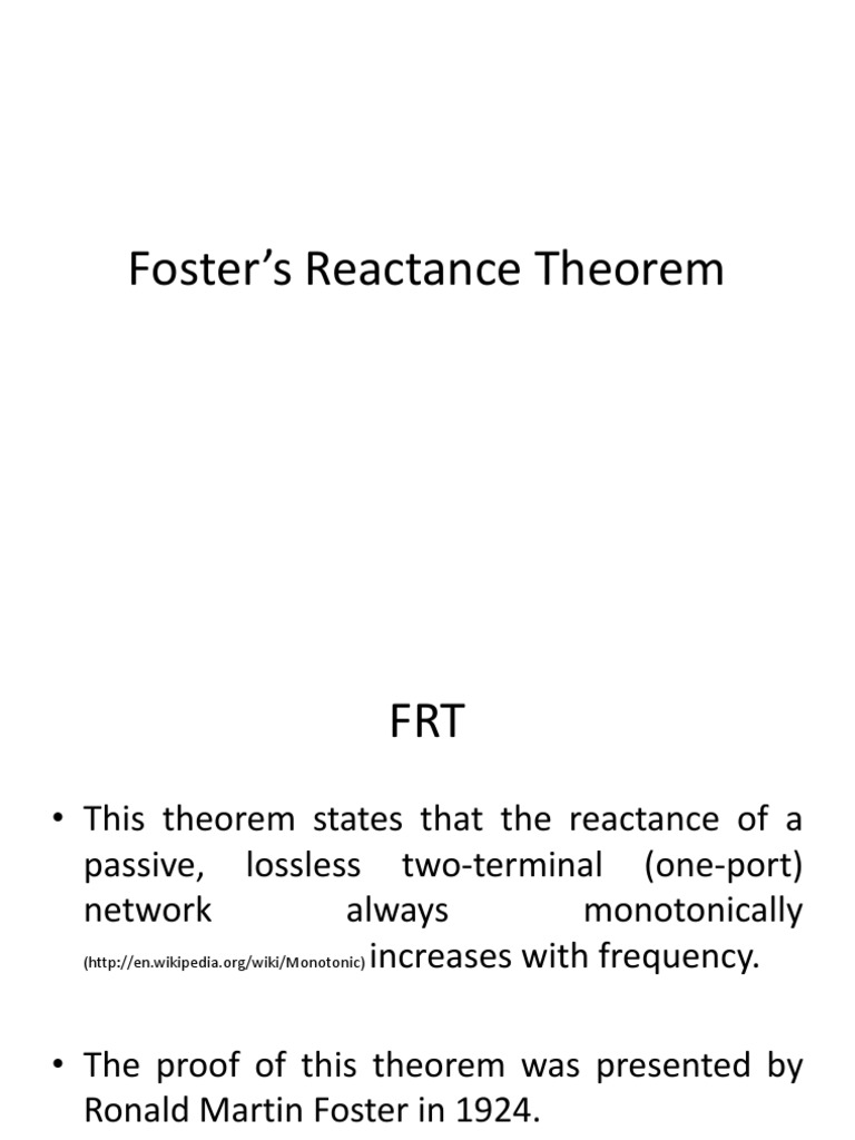 Foster's Reactance Theorem Explained | PDF | Electrical Circuits ...