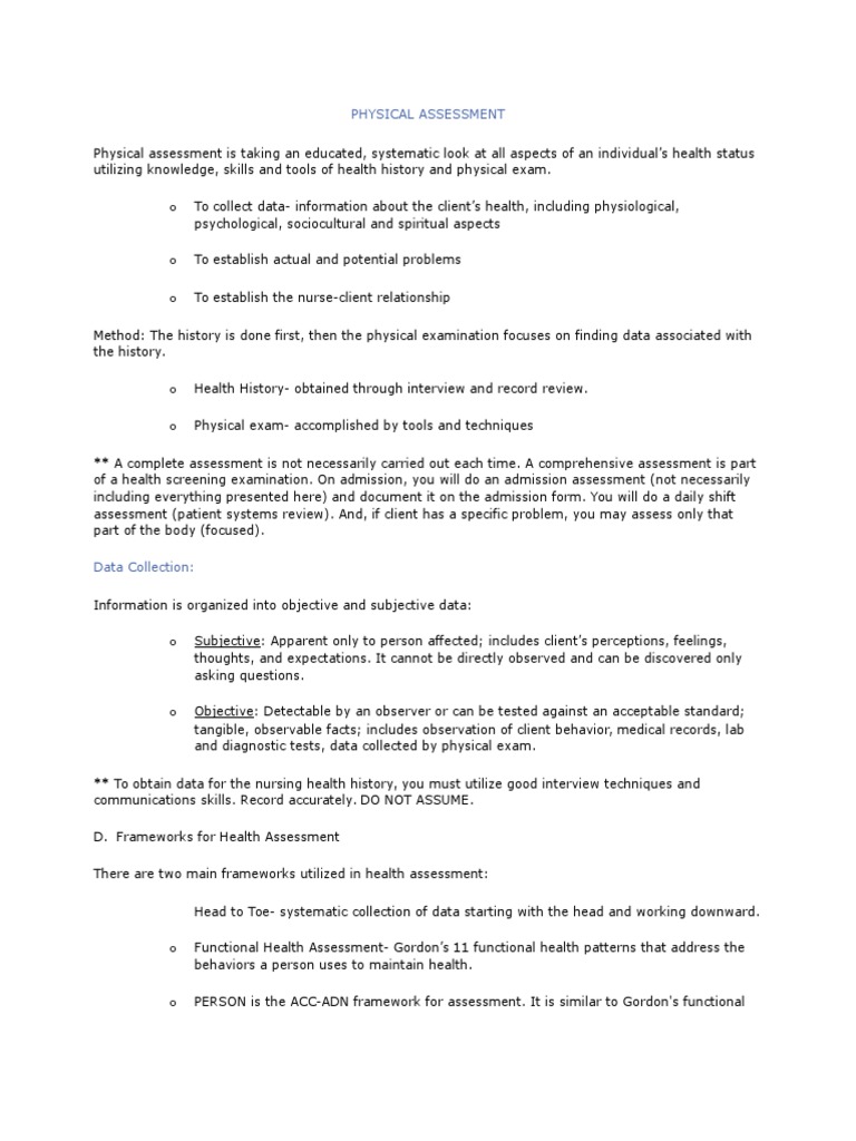 Physical Assessment | PDF | Physical Examination | Educational Assessment