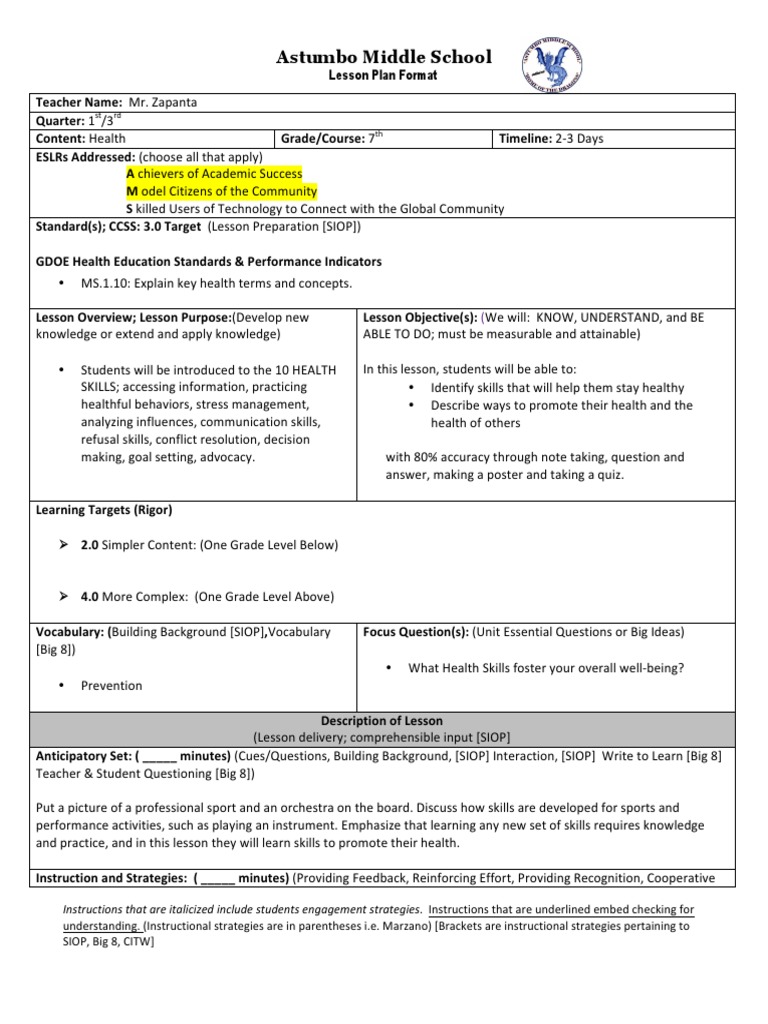 1 2 Building Health Skills | PDF | Lesson Plan | Educational Assessment