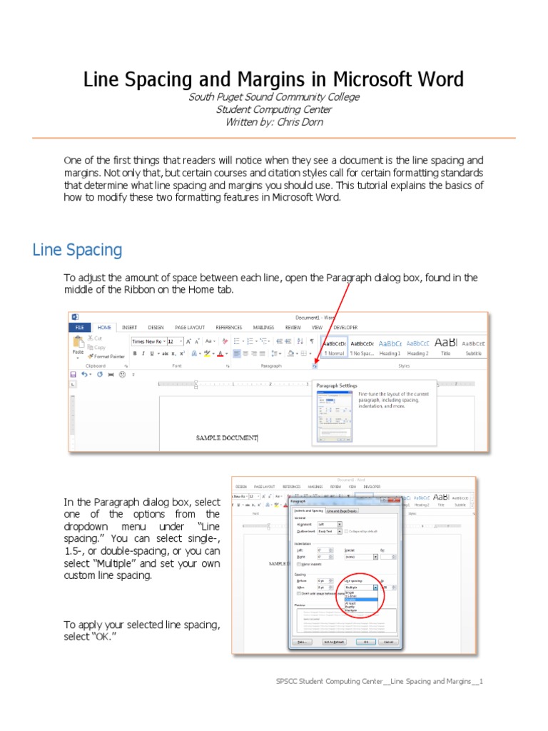 Line Spacing and Margins in Ms Word | PDF