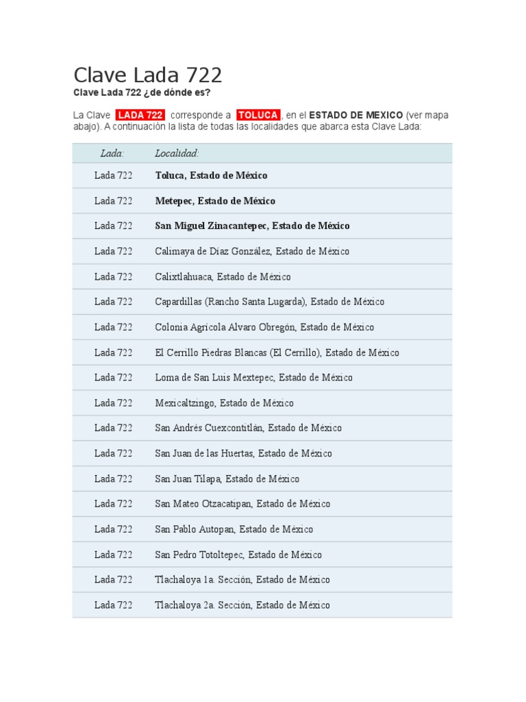Clave Lada 722 | PDF