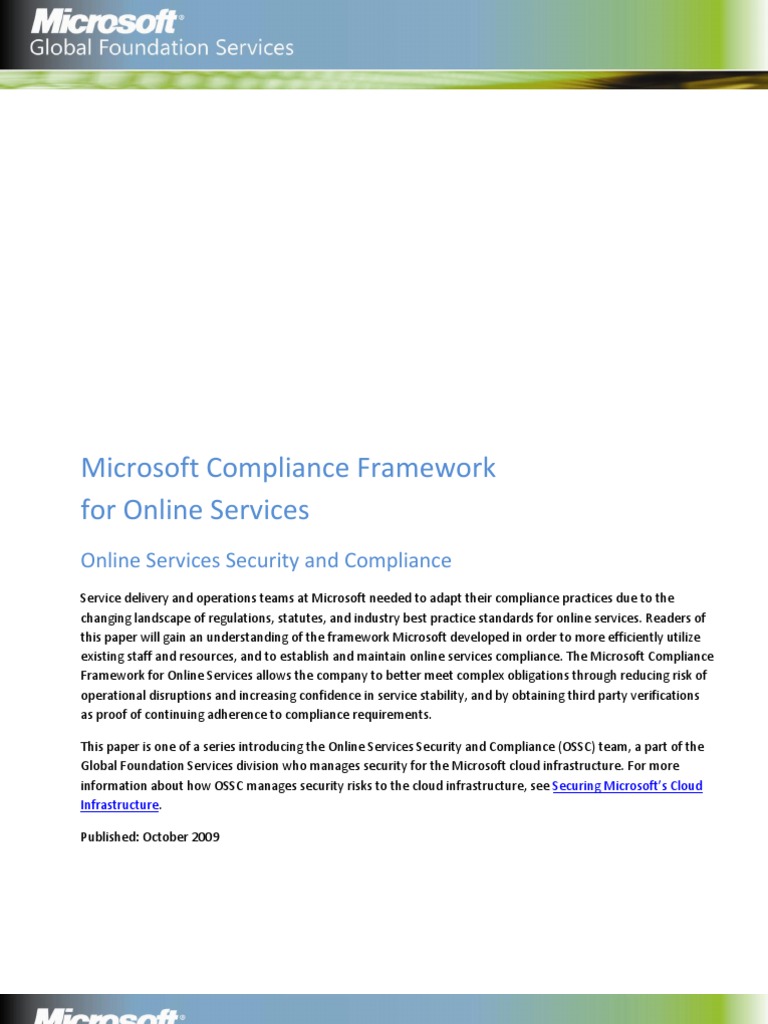 Microsoft Compliance Framework | PDF | Information Security ...