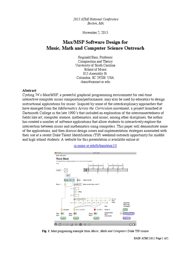 Max/MSP Software Design For Music, Math and Computer Science Outreach | PDF | Computer Science ...