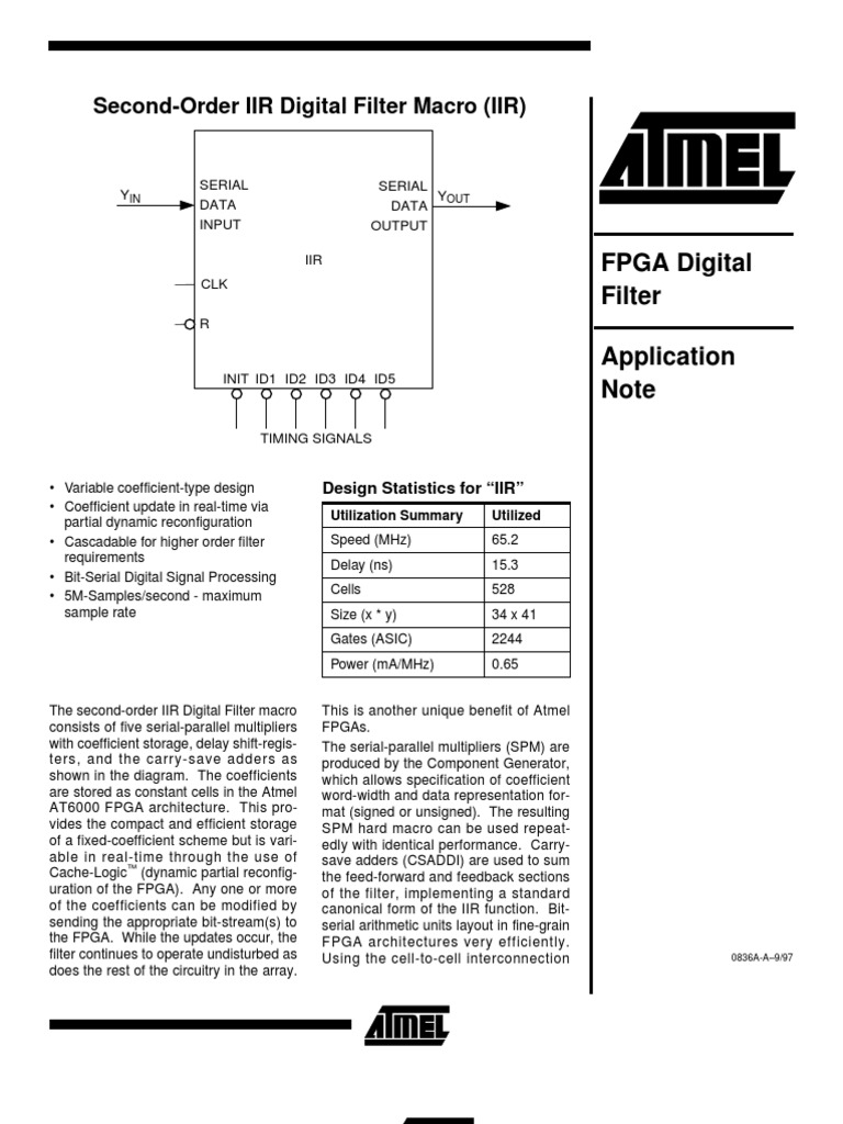 Second-Order IIR Digital Filter Macro (IIR) : Serial Data Input Serial ...
