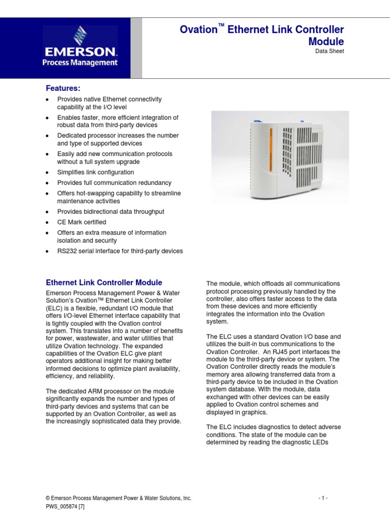 Ovation Ethernet Link Controller Module | PDF | Communications ...