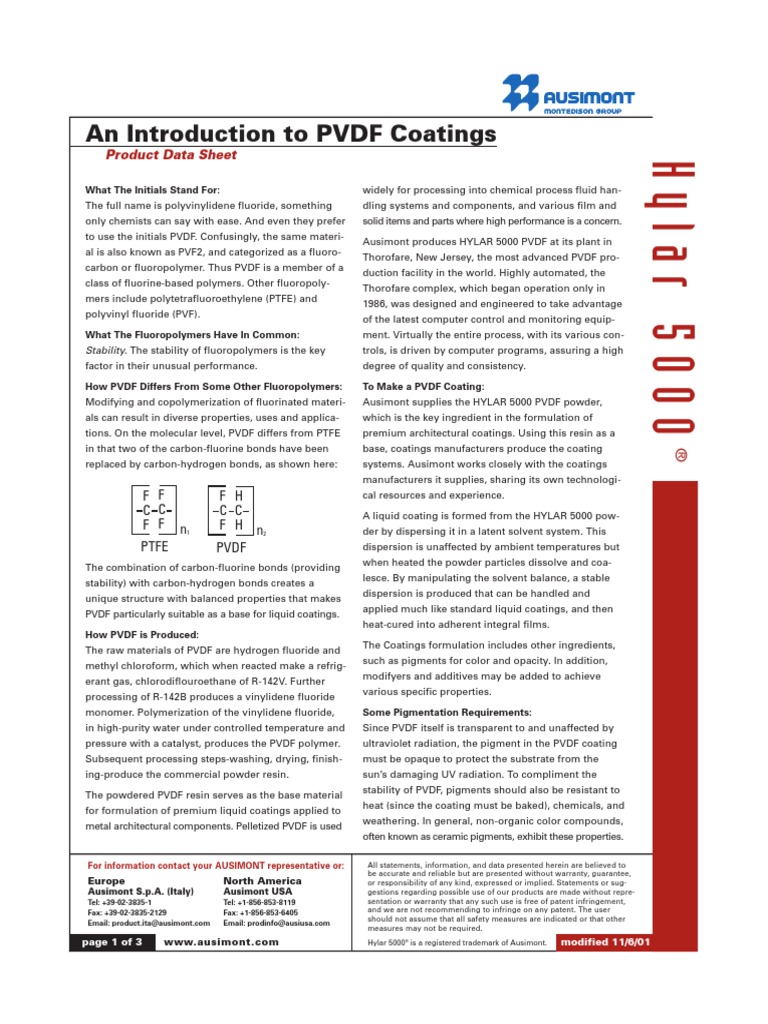 An Introduction To PVDF Coatings: Product Data Sheet | PDF | Physical ...