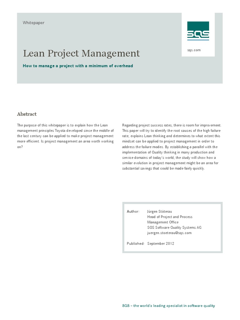 Whitepaper Lean Project Management en | PDF | Lean Manufacturing ...