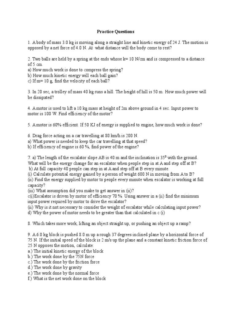 G11 Work Energy and Power | PDF | Friction | Force