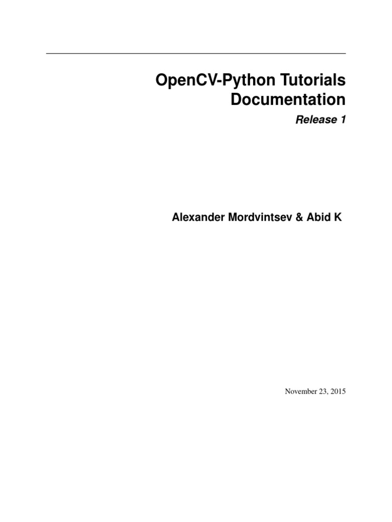 Opencv Python Tutorials Pdf Python Programming Language Computer Programming