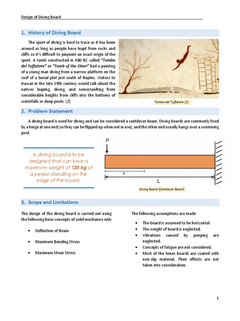 Design of Diving Board | PDF | Bending | Classical Mechanics