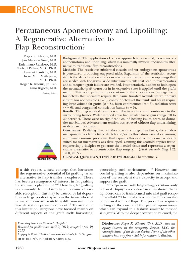 Percutaneous Aponeurotomy and Lipofilling: A Regenerative Alternative ...