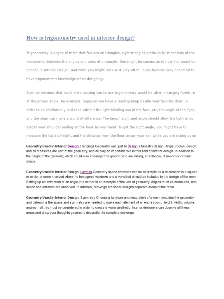 How Is Trigonometry Used in Interior Design | PDF | Area | Trigonometry