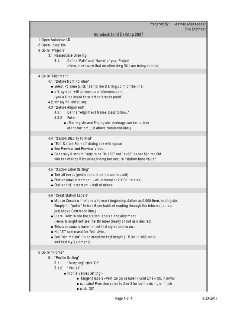 Autodesk Land Desktop 2007: Prepared By: Jeewan Manandhar Civil ...