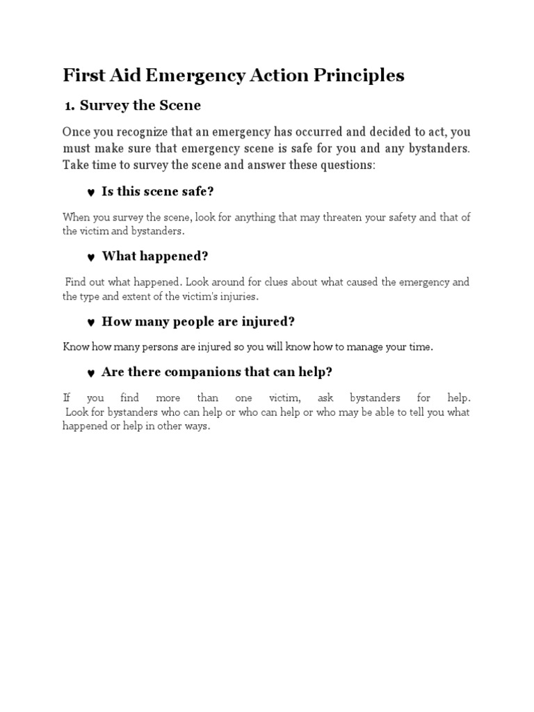 First Aid Emergency Action Principles | PDF | Emergency | Pain