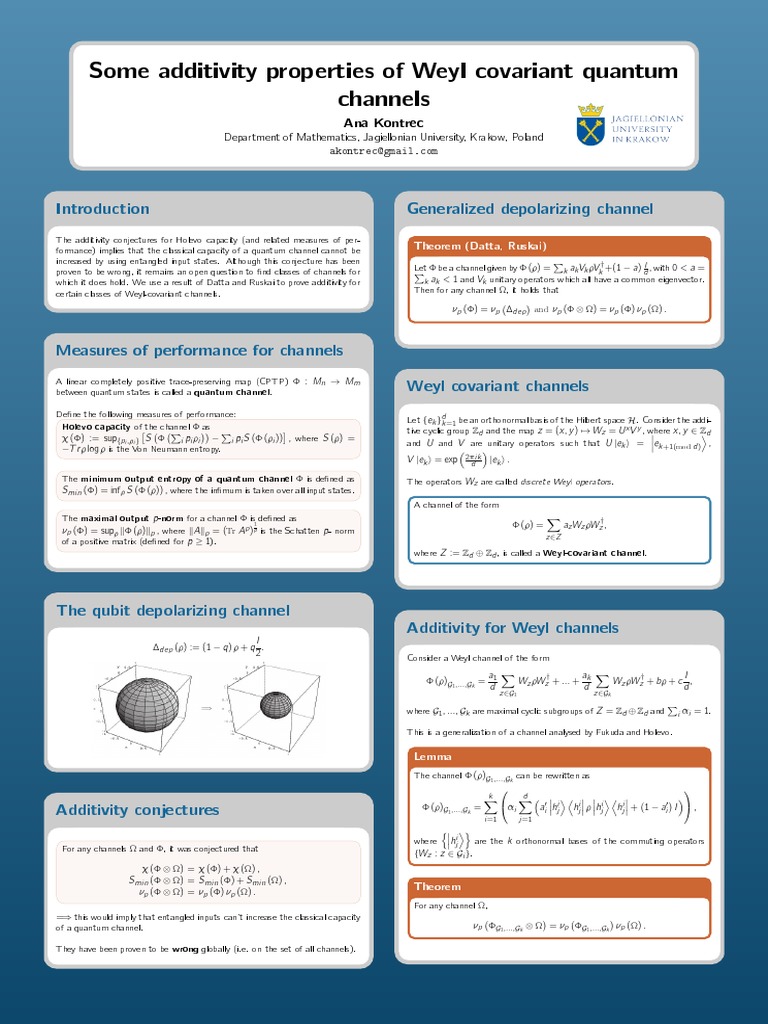 Some Additivity Properties of Weyl Covariant Quantum Channels | PDF ...