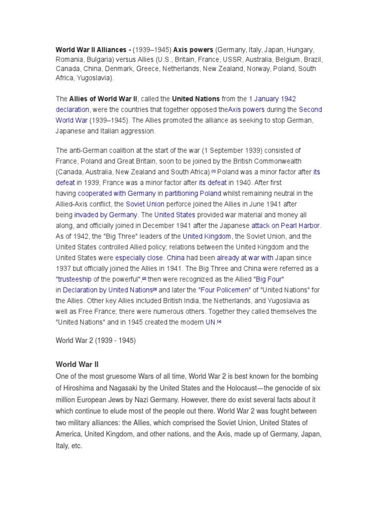 World War II Alliances | PDF | Allies Of World War II | World War II