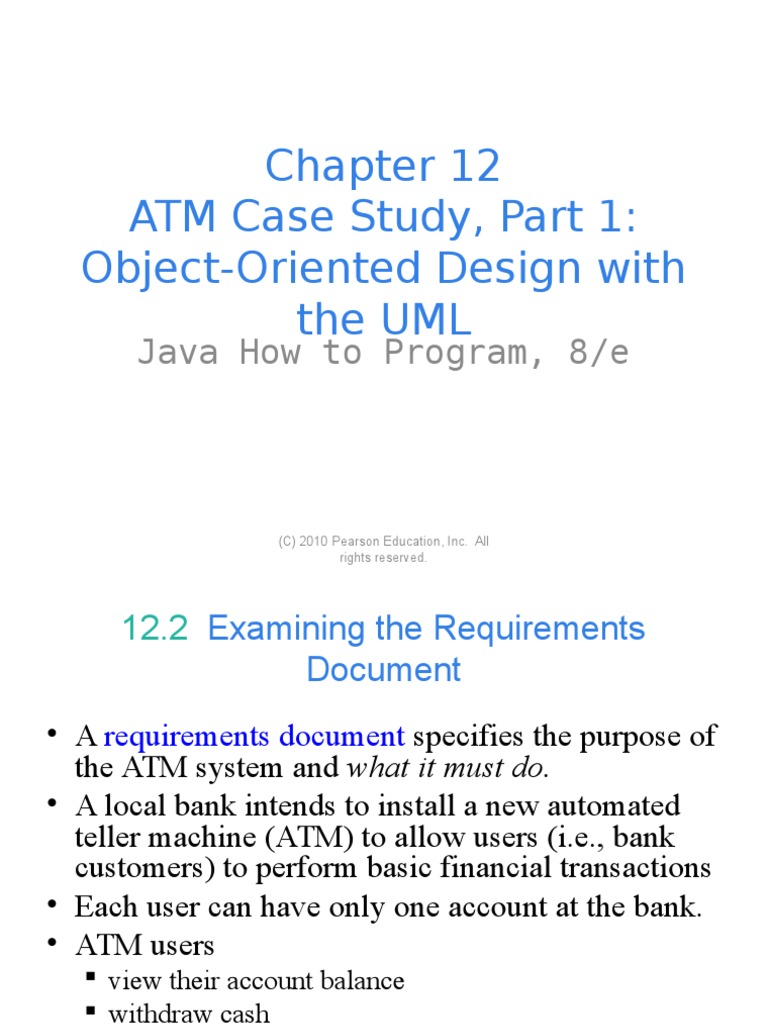 Object-Oriented Design of an ATM System: Identifying the Key Classes from Requirements Documents ...