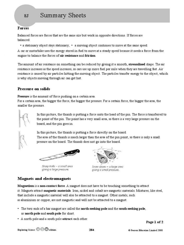 8J Summary Sheet | PDF | Magnet | Magnetic Field