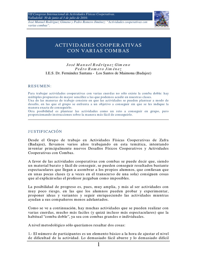 Actividades Cooperativas Con Varias Combas | PDF | Creatividad | Triángulo