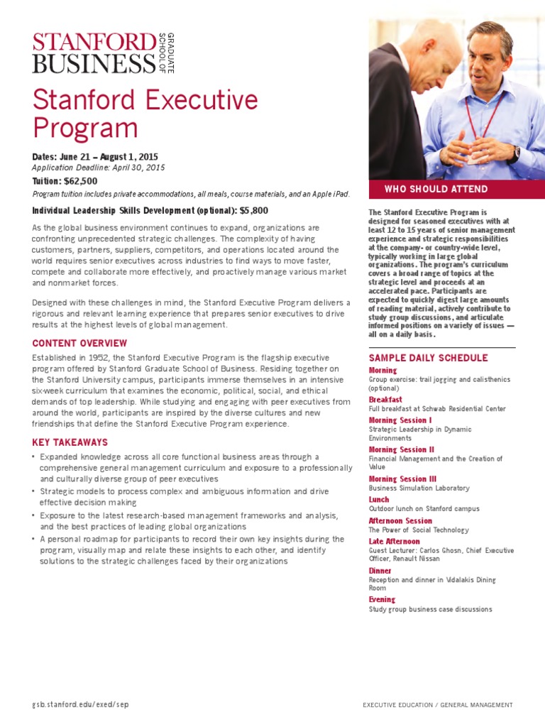 Stanford Executive Program Stanford University | PDF | Strategic ...