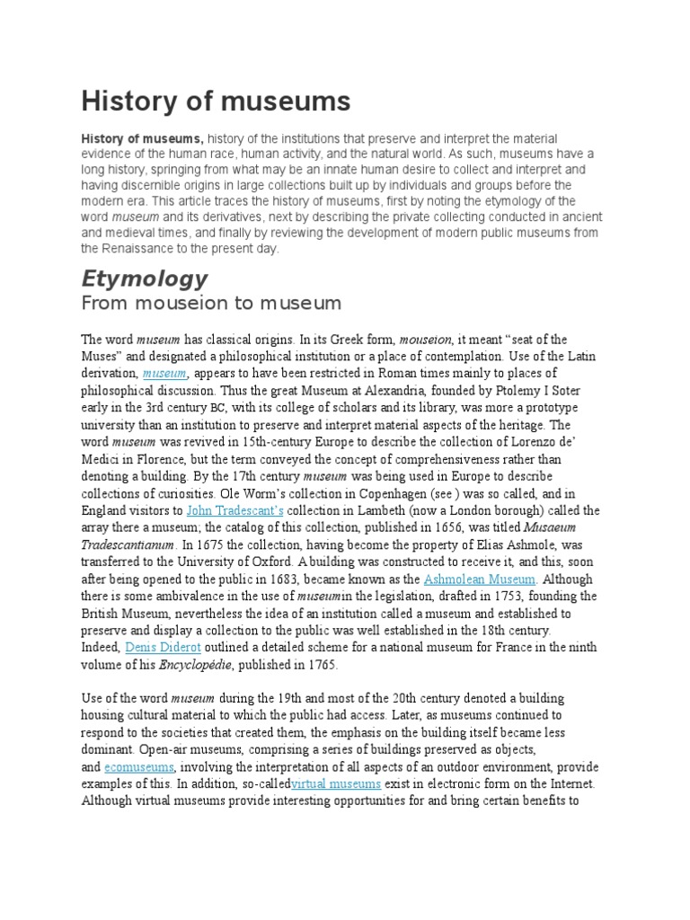 History Of Museums Pdf Museum