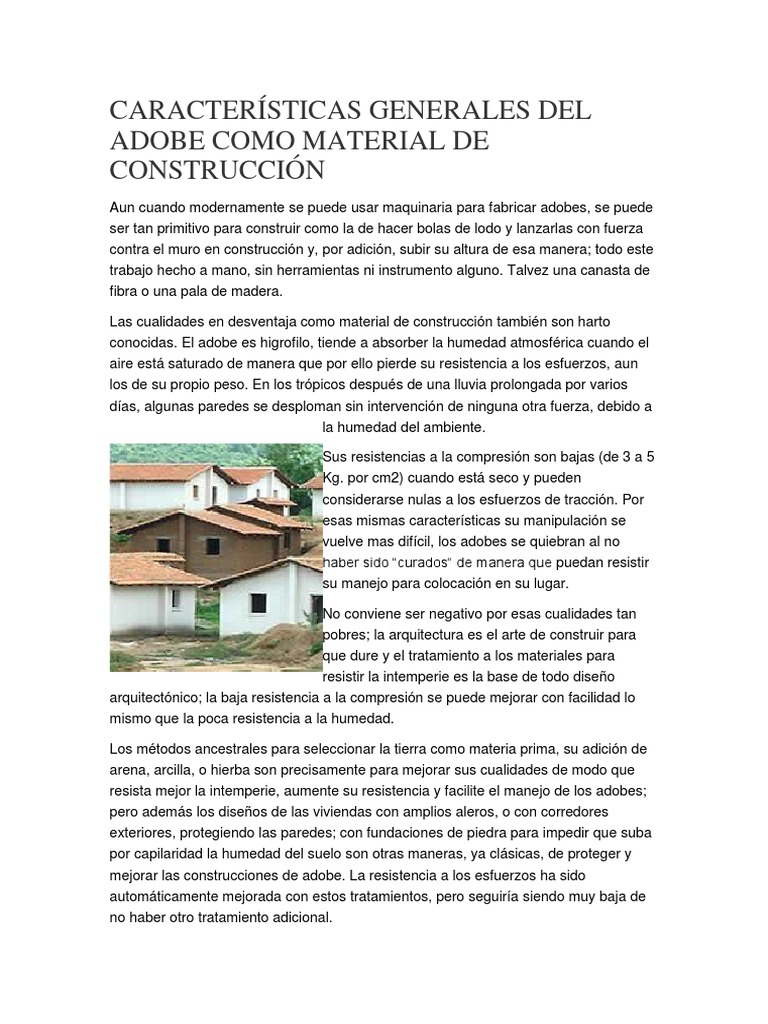 Características Generales Del Adobe Como Material de Construcción | PDF ...